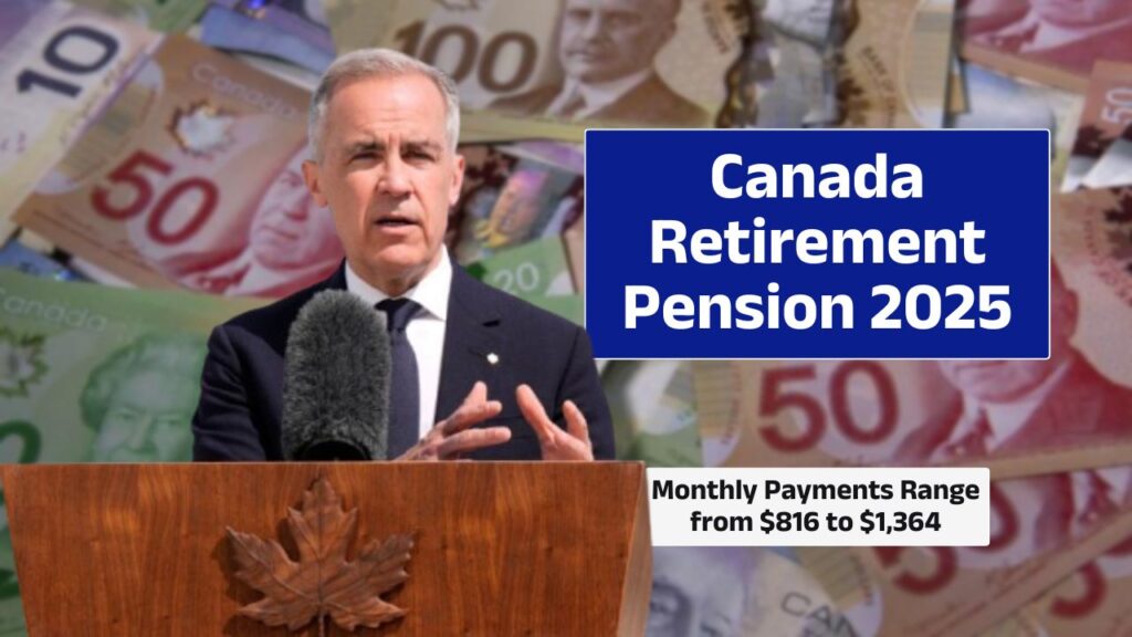 Canada Retirement Pension 2025 - Monthly Payments Range from $816 to $1,364